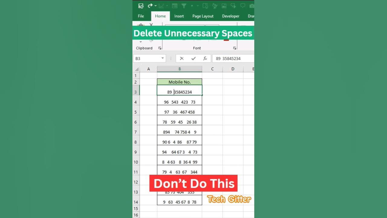 Delete Unnecessary Space in Excel - YouTube