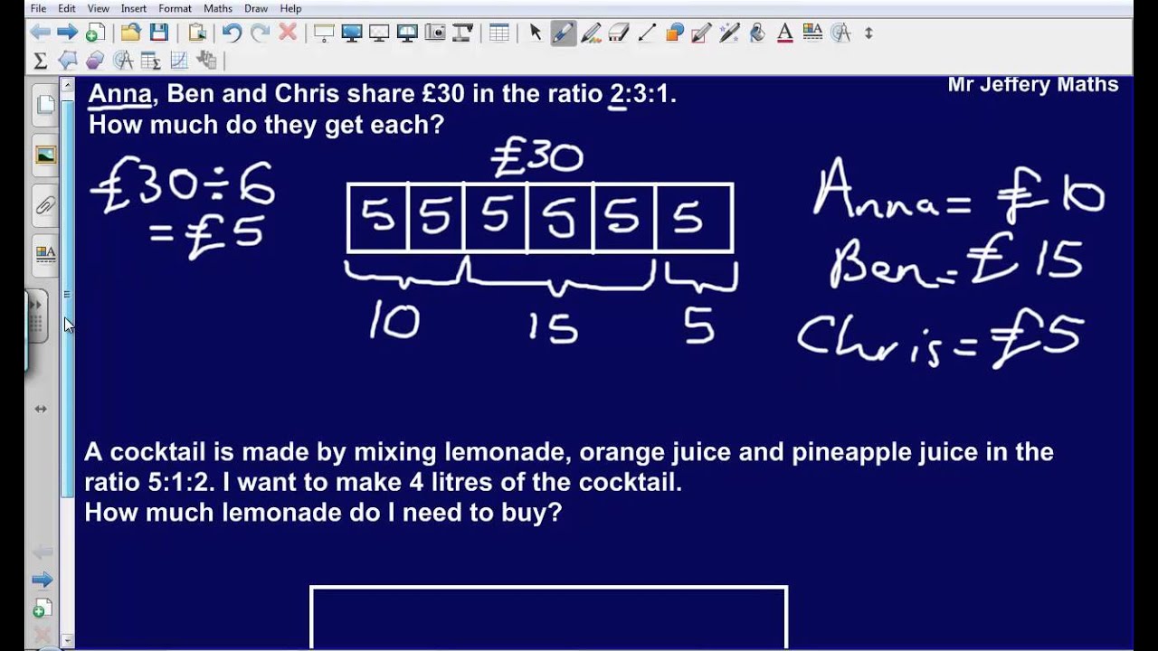 Sharing an amount by a ratio - YouTube