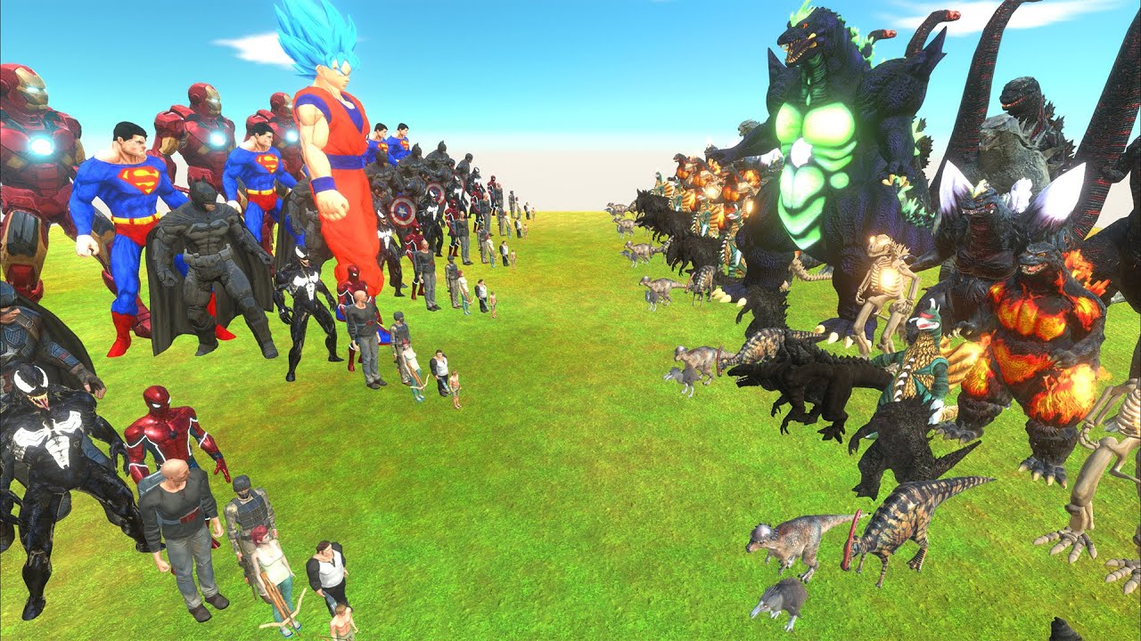 HUMAN GODZILLA WAR - HUMAN TEAM vs GODZILLA TEAM - Animal Revolt Battle ...