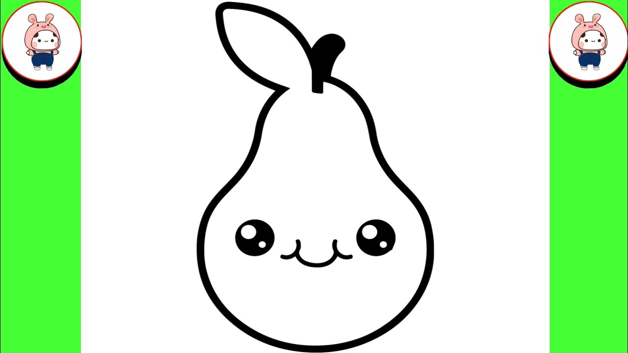 How to draw cute pear step by step for beginners_Easy cute Drawing ...