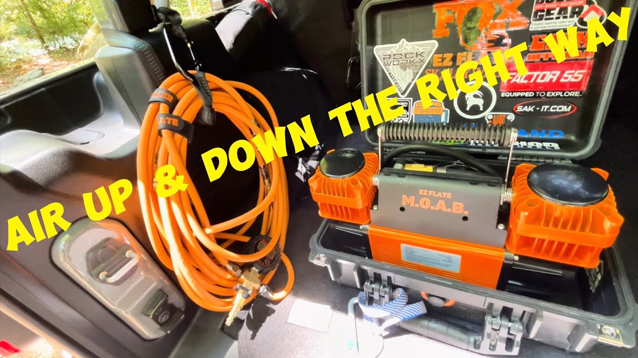 EZ Flate Hyperflex quad hose & MOAB compressor - Air up and down off-road - YouTube