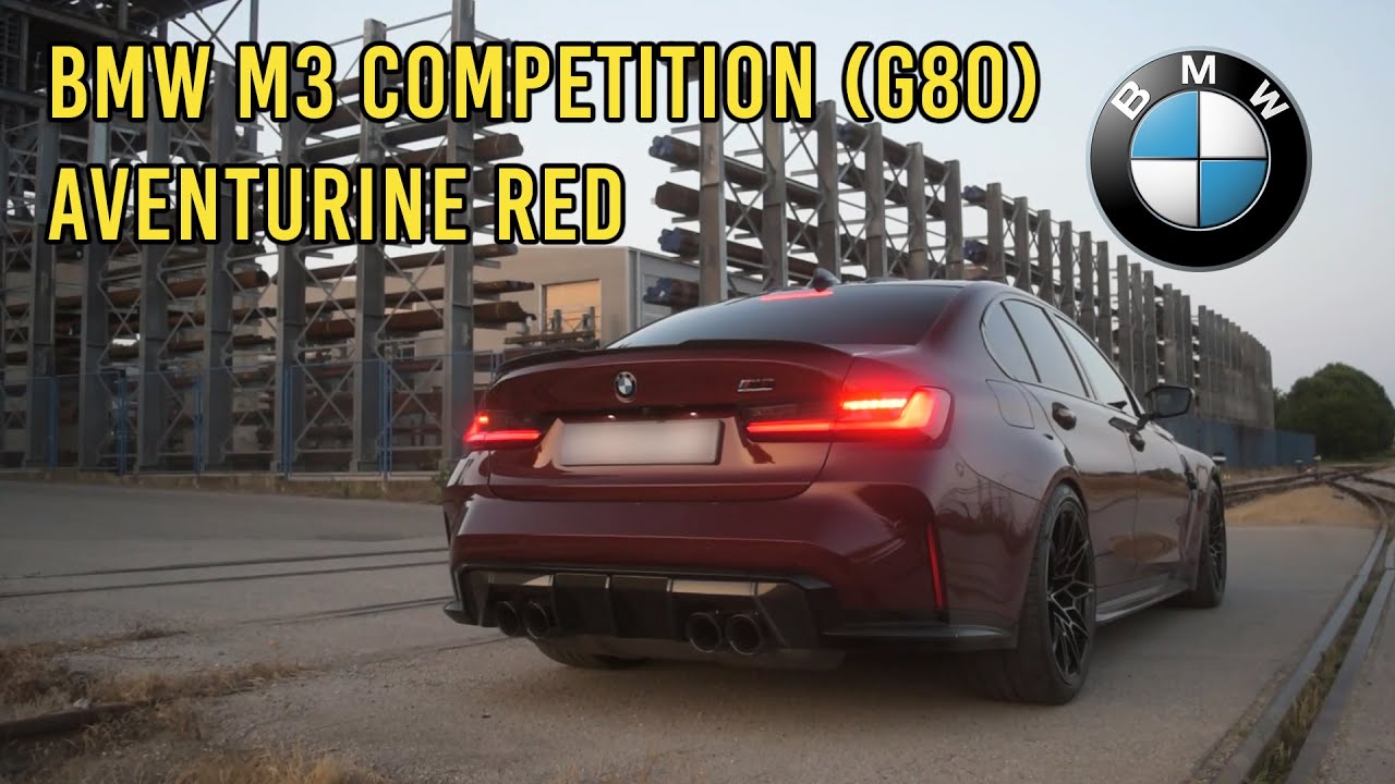 BMW M3 Competition (G80) in AVENTURINE RED | Stock Exhaust SOUND ...