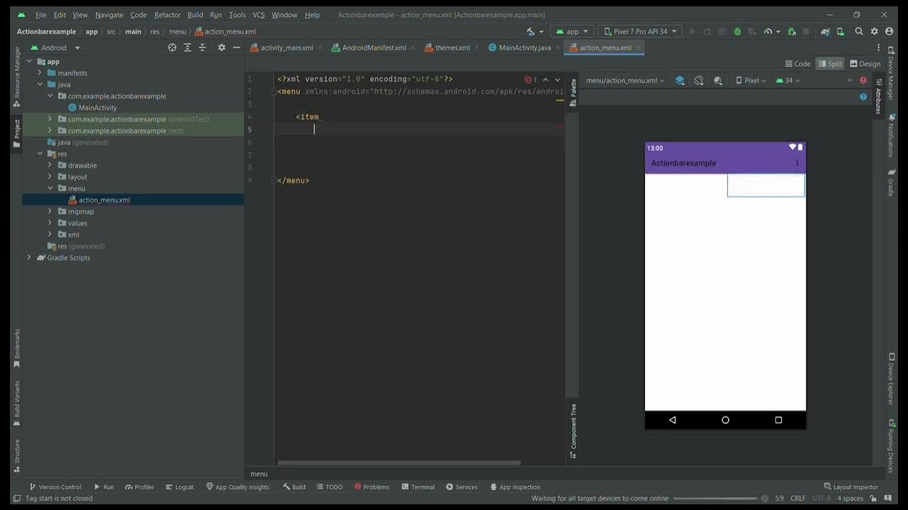 Create a Action bar and top Manu option in Android - YouTube