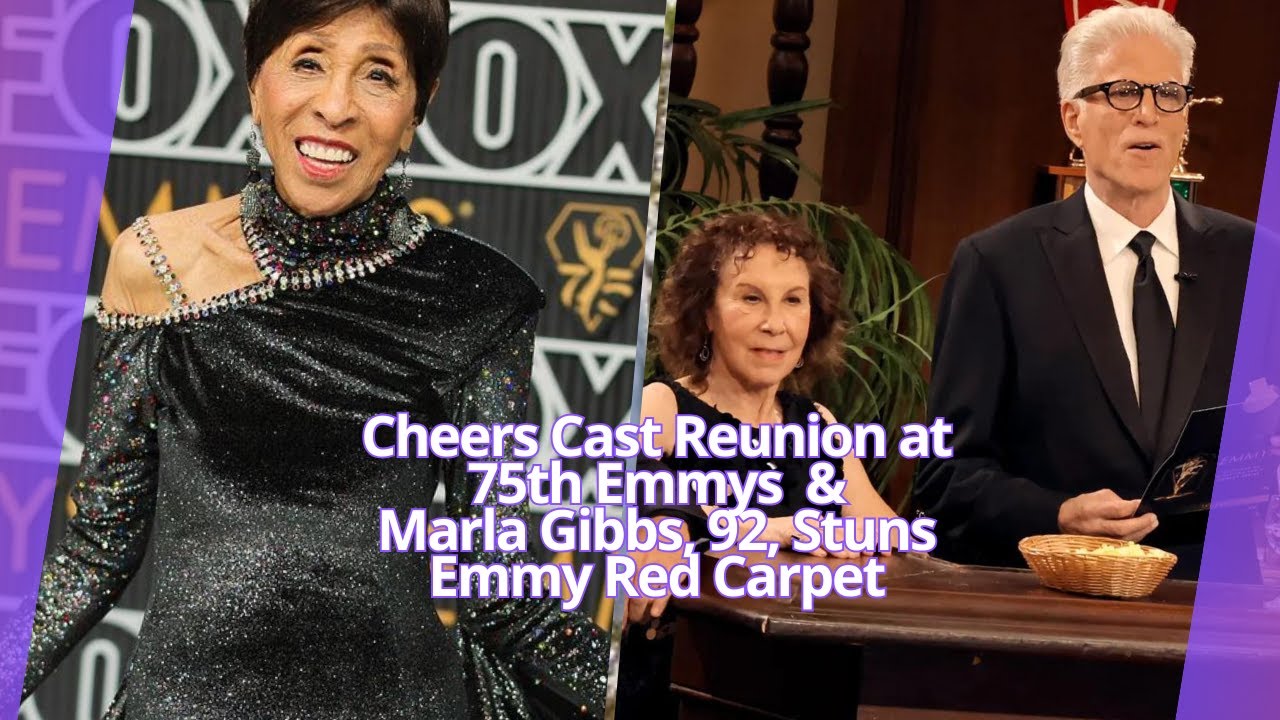 Cheers Cast Reunion at 75th Emmys | Marla Gibbs, 92, Stuns Emmy Red Carpet - YouTube