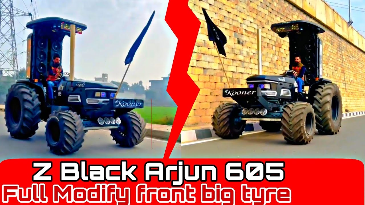 Arjun 605 full modify tractor! Kooner 👑 # Front big tyre 😱 biggest ...