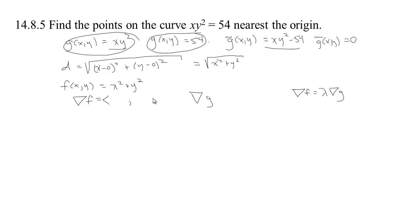LM3: The Method of Lagrange Multipliers and a 2-D example - YouTube
