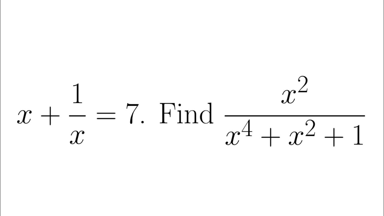 A Quick Algebra Problem. Do not Solve for x. - YouTube
