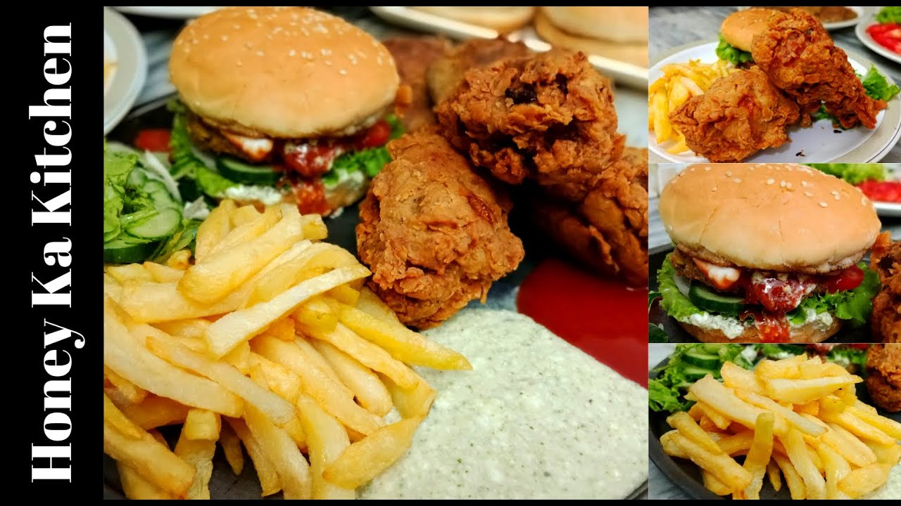 Burger & Crispo Platter-Food Street Style Juicy Burger Platter-Super ...