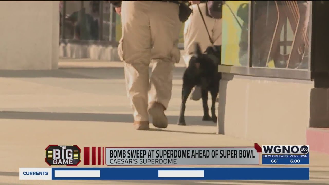 Major bomb sweep underway at Superdome ahead of Super Bowl - YouTube