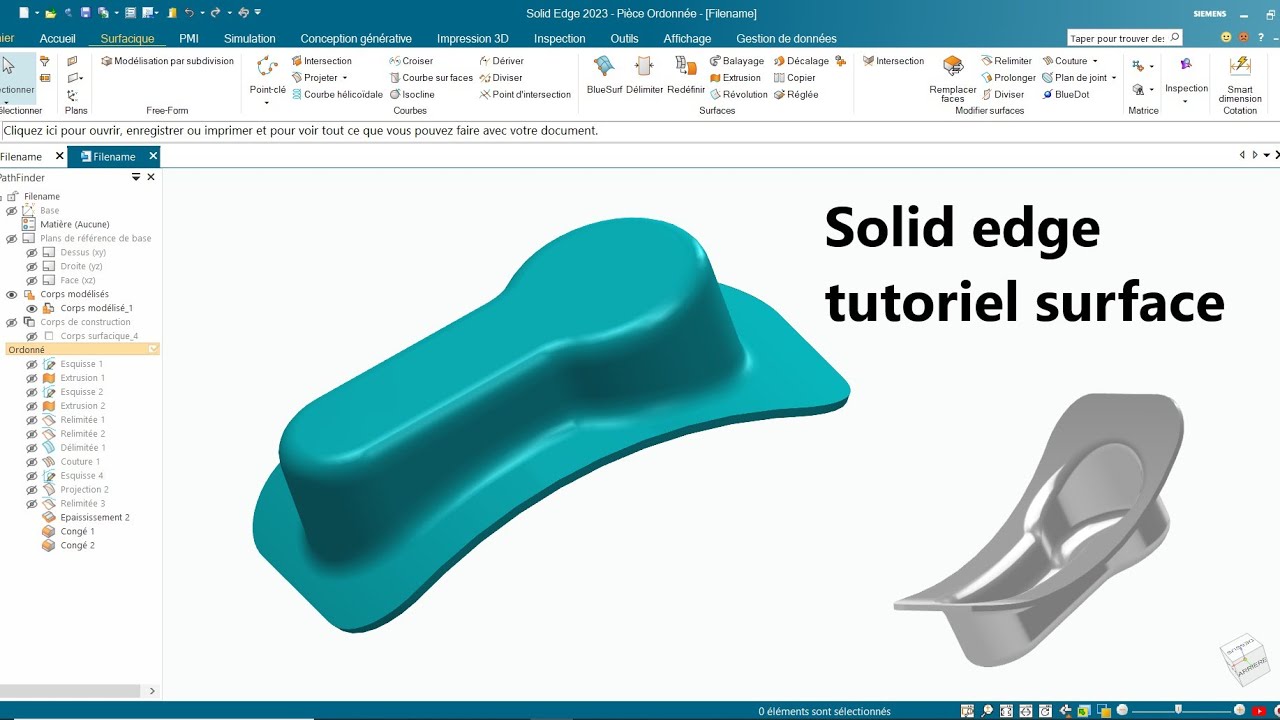 Solid edge tutorial surface , surfacique tutoriel - YouTube