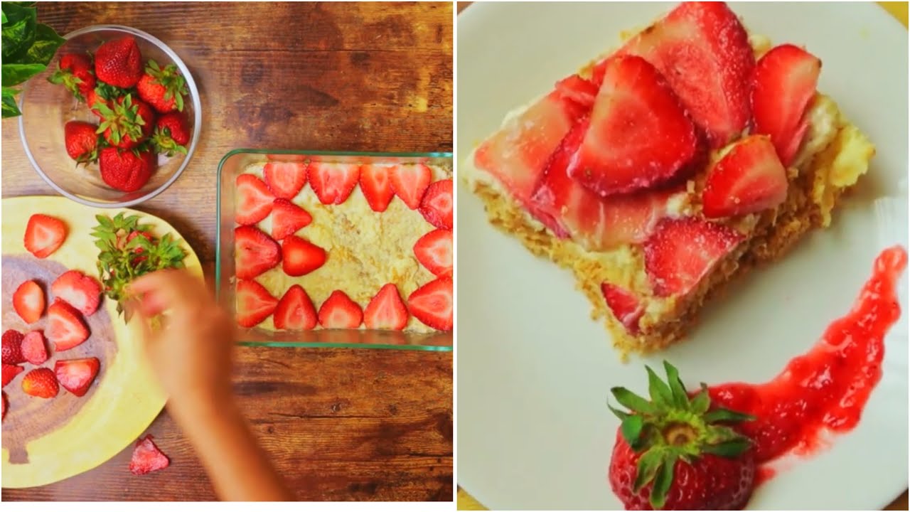 Arabian dessert Kunafa with strawberry / kunafeh recipe/vermicelli ...
