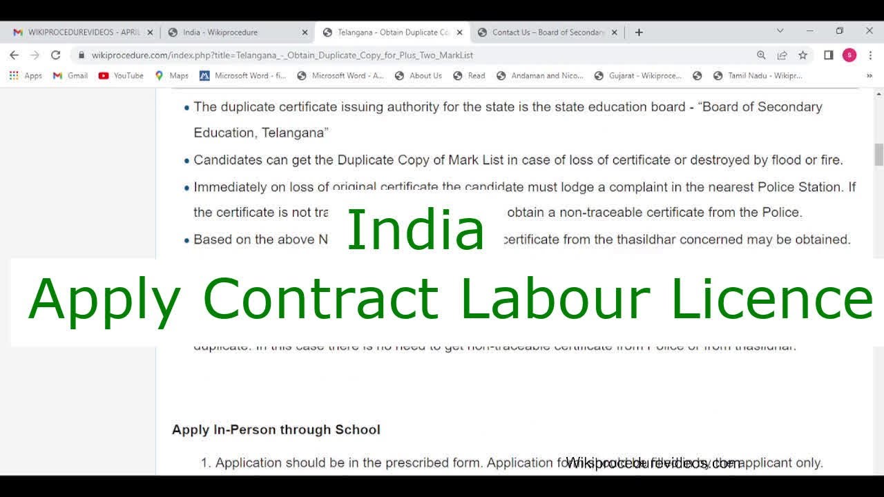 India - Obtain Contract Labour Licence for Contractor (Online) - YouTube