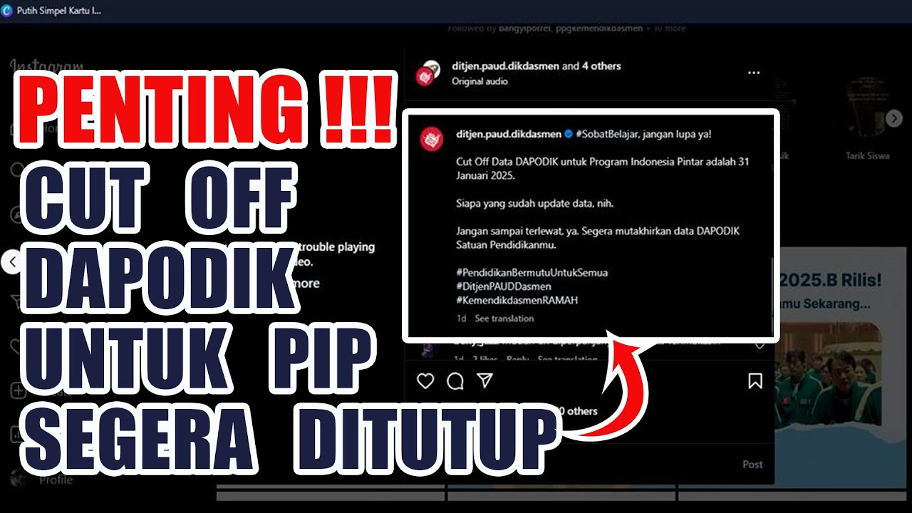 CUT OFF DAPODIK UNTUK PESERTA DIDIK PENERIMA PIP SUDAH DEKAT, SEGERA ...