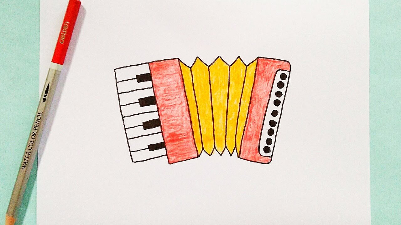 Drawing Music Instrument Accordion - YouTube