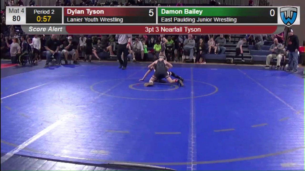 80 Dylan Tyson Lanier Youth Wrestling vs Damon Bailey East Paulding ...