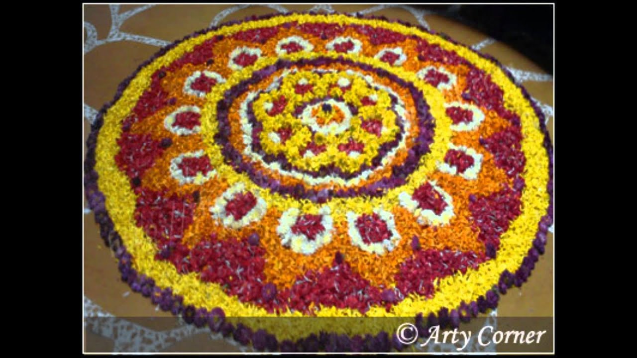 Onam Rangoli / Flower Rangoli - YouTube