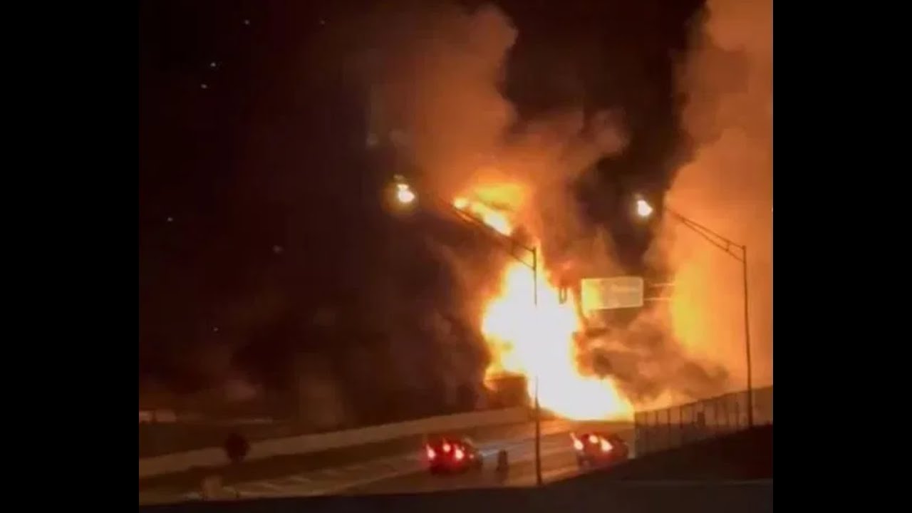 I-471 Big Mac Bridge Fire News Report Compilation - YouTube