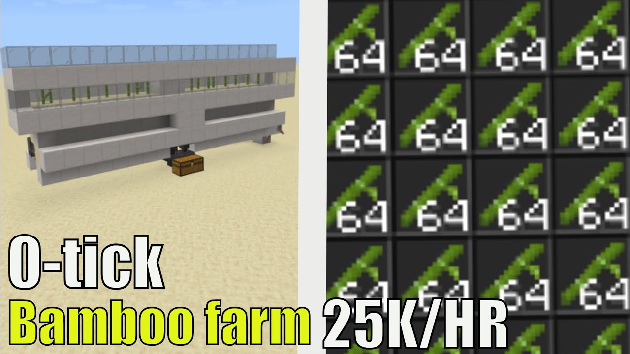 Minecraft Bedrock 1.14 0-tick bamboo farm (minimal resources) - YouTube