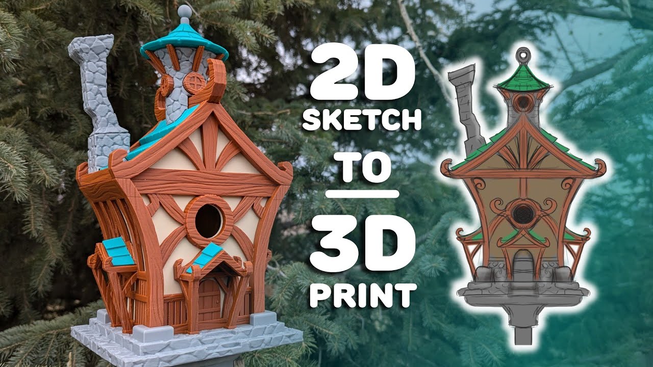 Making a 3D printed birdhouse from a 2D sketch. - YouTube