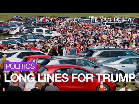 Scenes from the crowd lining up for Trump rally in Asheboro - YouTube