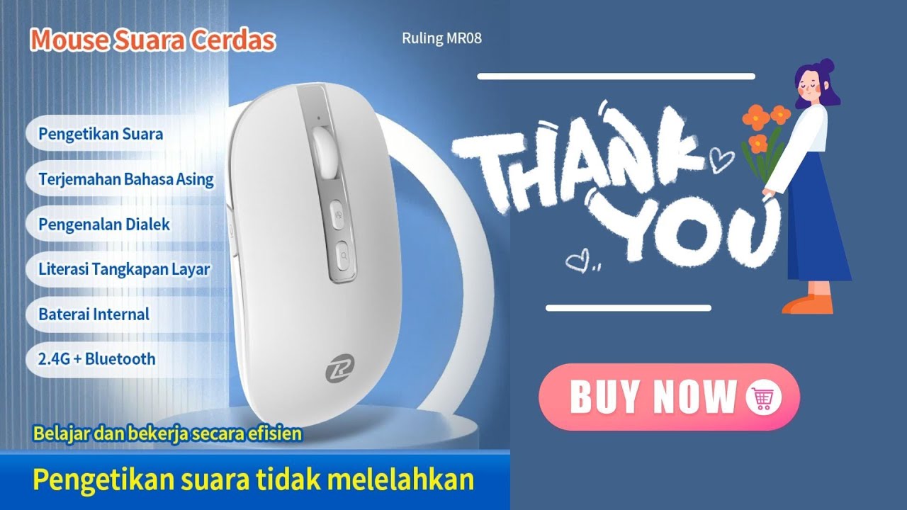 RULINK MICLINK MR08 Mouse AI Cerdas Pengenal Suara Wireless and ...