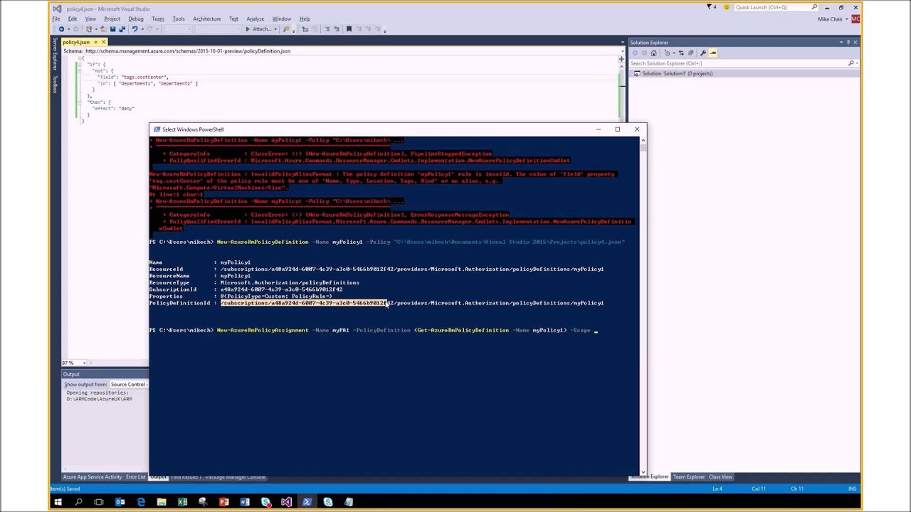 Use VS and PowerShell to create Azure Policy - YouTube