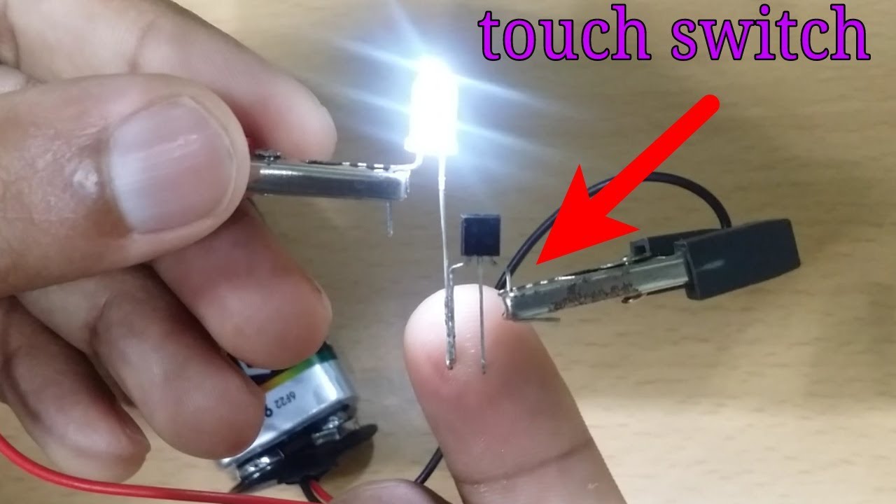 How to make touch switch with 1 transistor bc547 - YouTube