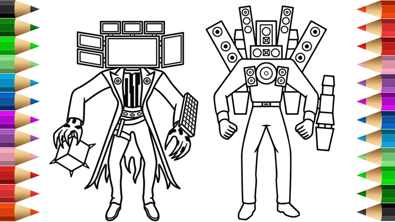 Skibidi toilet - PC man with speaker man colouring pages #Drawing_with ...