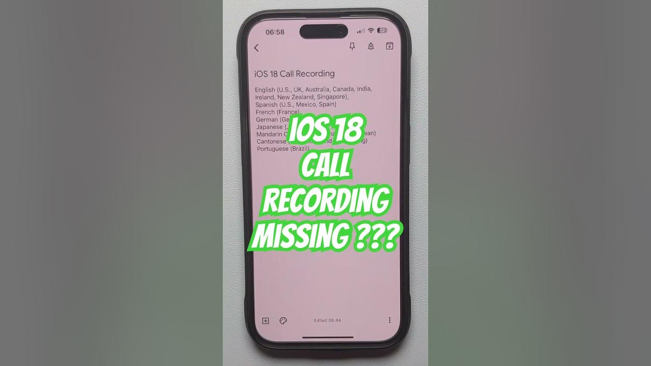 iOS 18 Call Recording NOT Showing & Missing ??? - YouTube