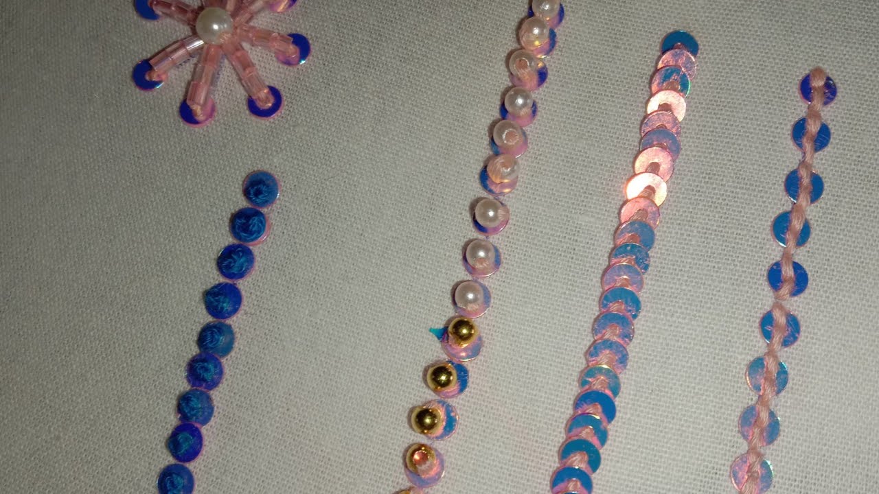 chamki work for beginners/ Hand embroidery - YouTube