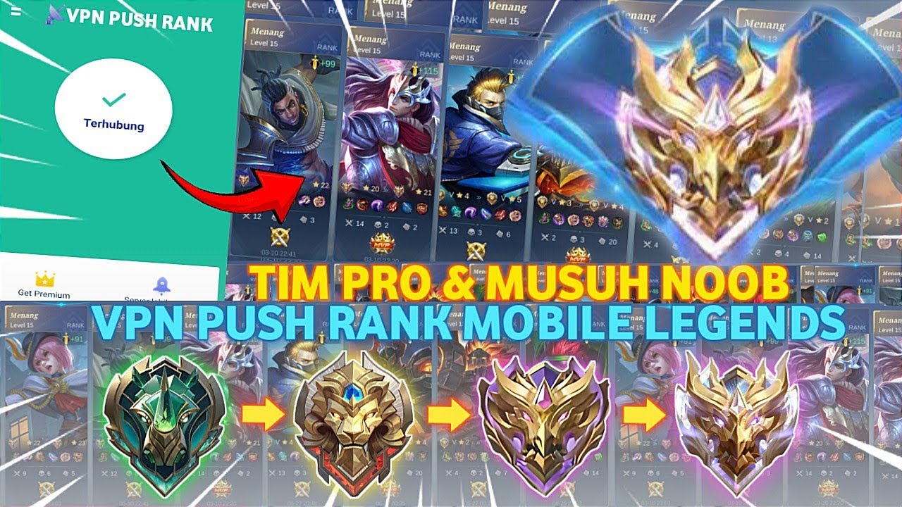 VPN ML TIM PRO DAN MUSUH BOT!! CARA PUSH RANK DAPAT MUSUH BOT PAKAI VPN ...