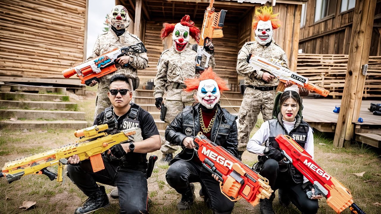 LTT Nerf Mod : SWAT Couple vs Masked Criminals in Epic Nerf Guns Battle ...
