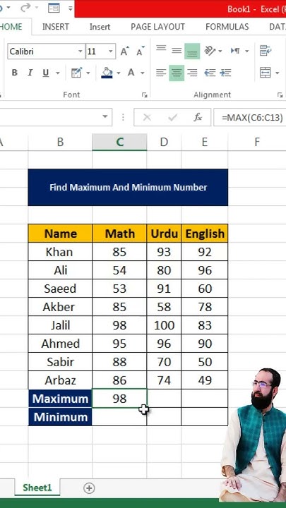how to find maximum and minimum number in MS excel #excel - YouTube