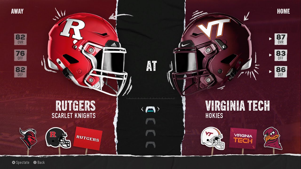 Rutgers vs Virginia Tech Week 4 Simulation 2024 Season - College ...