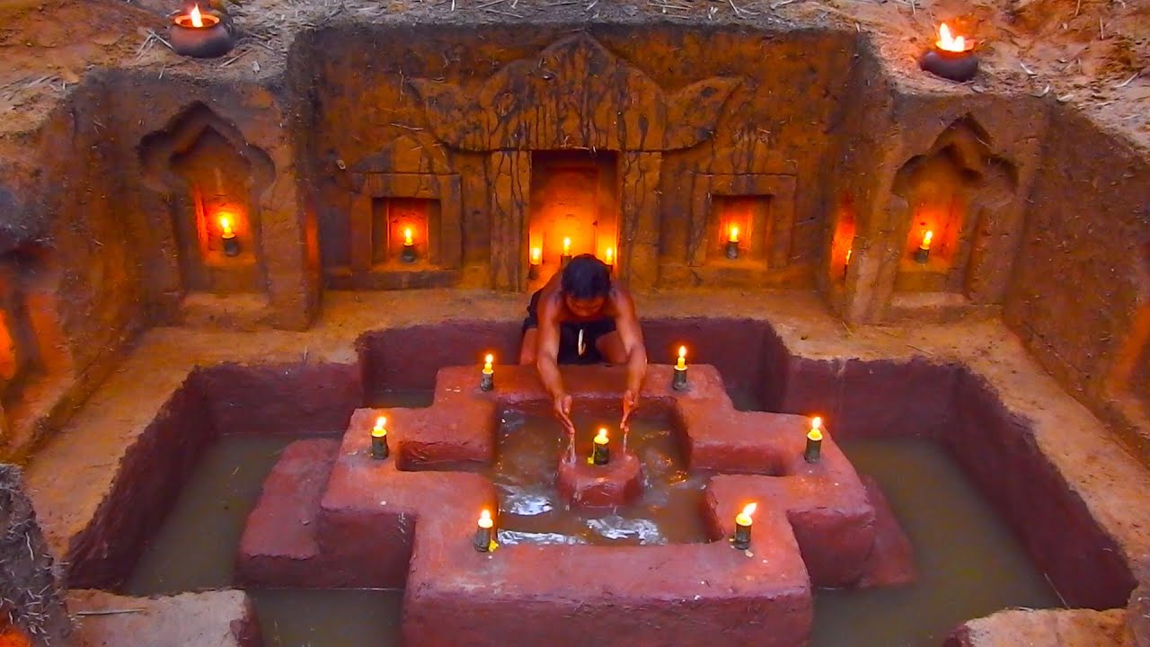 Building Easy Underground House And Mud Slide At The River - YouTube