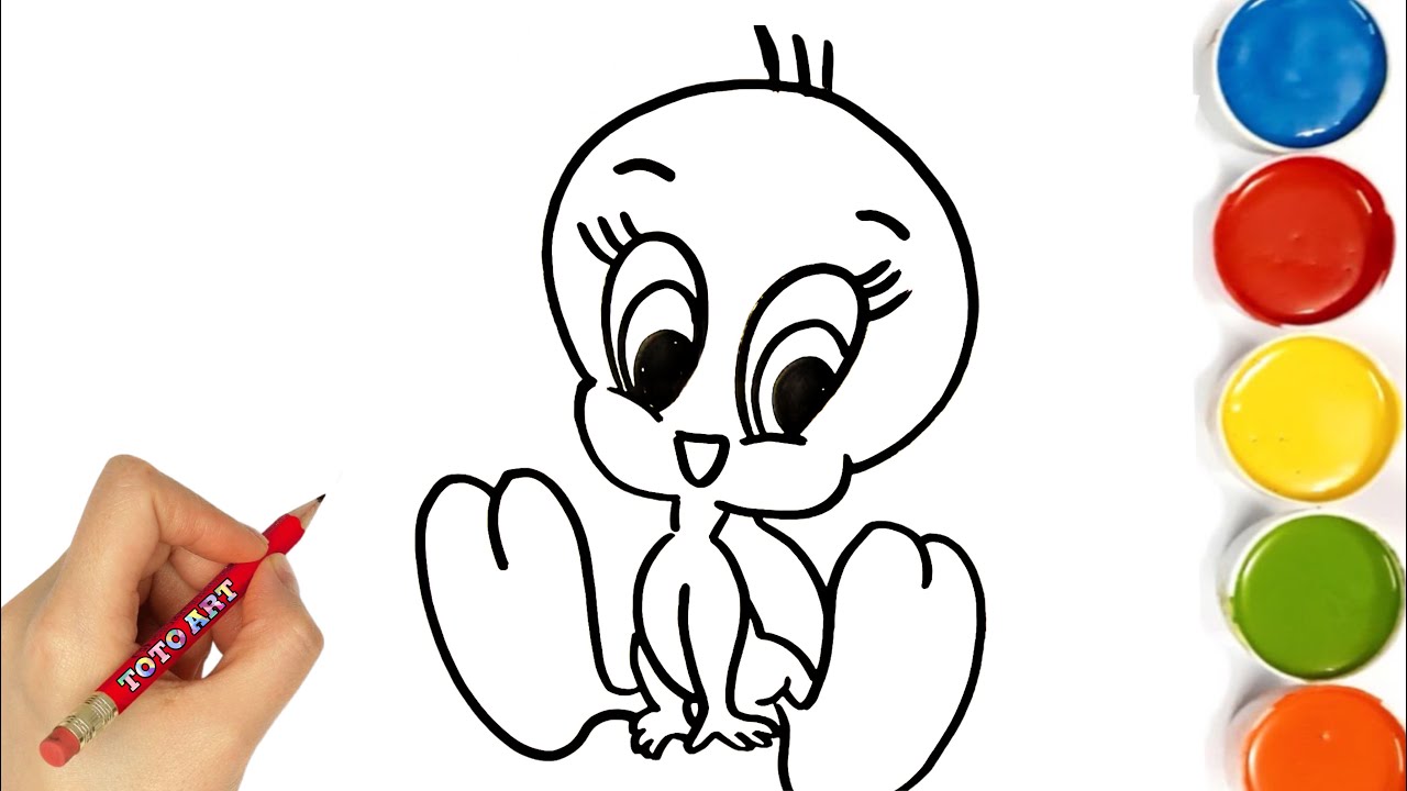 How to draw Cute Ducky -Colouring for Kids & Toddlers |Draw, Paint and ...
