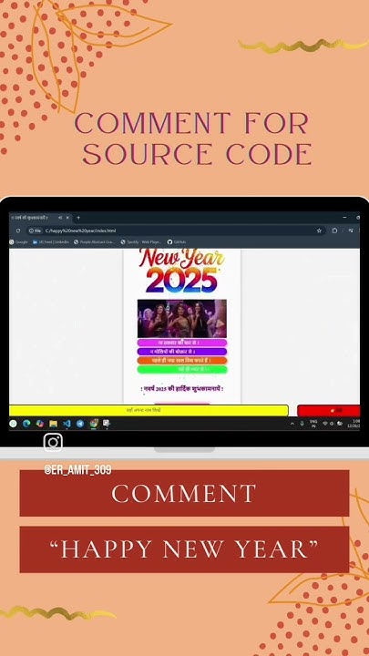 Happy New year 2025 Code Html Css Javascript - YouTube