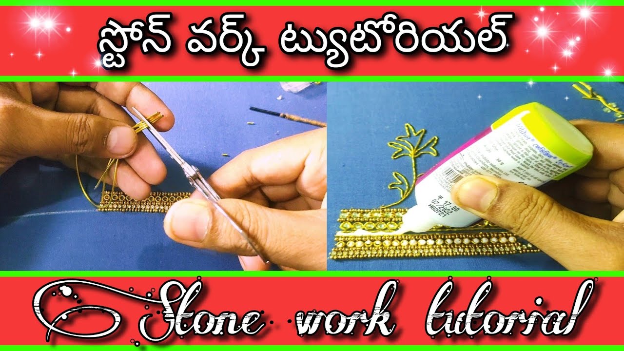Ari stone work।Stone chain tutorial।Stone maggam work। Class 11 - YouTube
