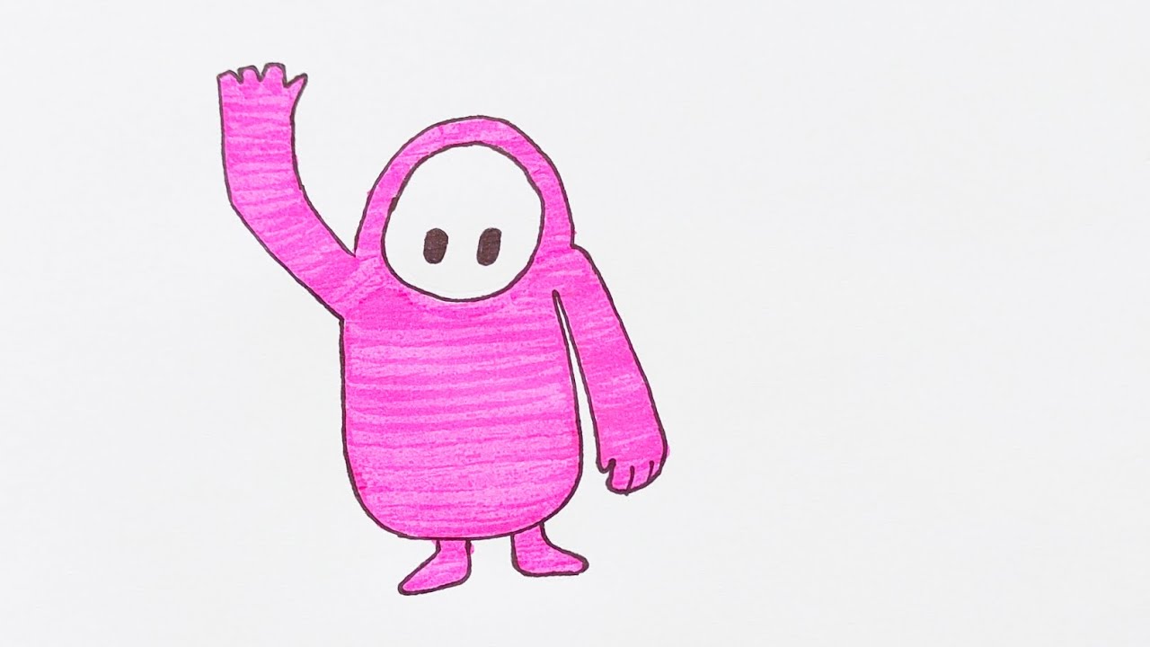 Cute/Easy Pink Fall Guys Drawing| How to draw/colour/color Fall Guys # ...
