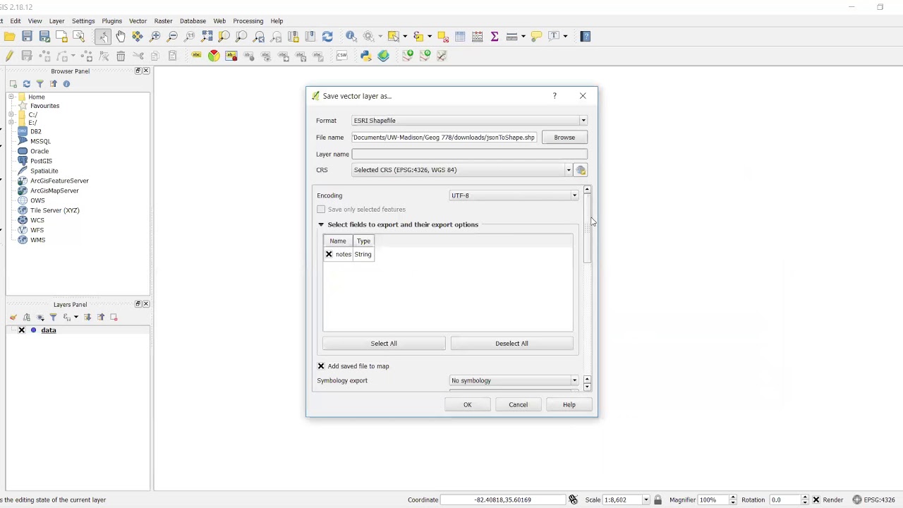Map501: Convert GeoJSON To Different Formats with QGIS - YouTube