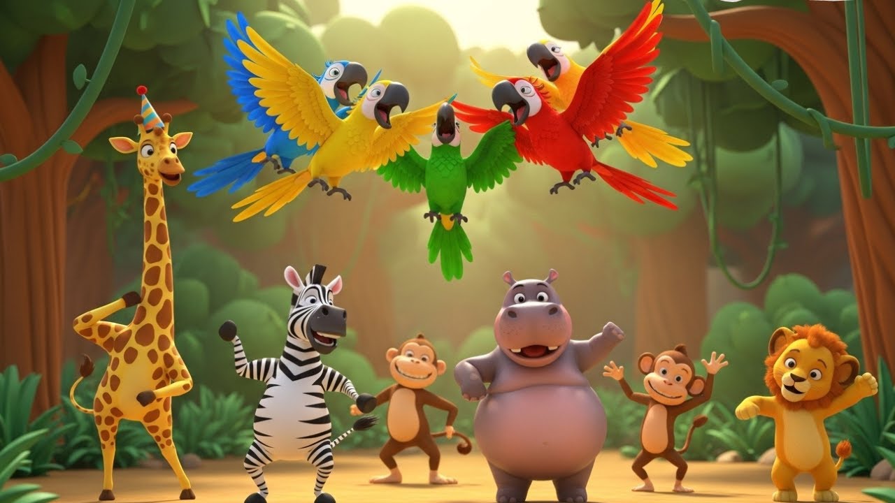 Safari Animal Dance Rhyme for Kids | Fun Jungle Song and Animal Dance ...