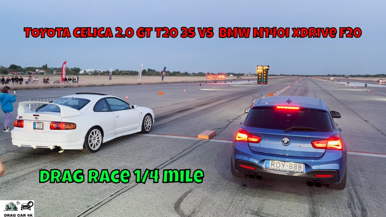 TOYOTA CELICA 2.0 GT T20 3S VS BMW M140i xDrive F20 drag race 1/4 mile ...