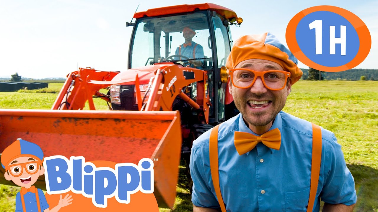 Blippi's Drives a Huge Tractor! | Blippi | 🚌Wheels on the BUS Songs ...