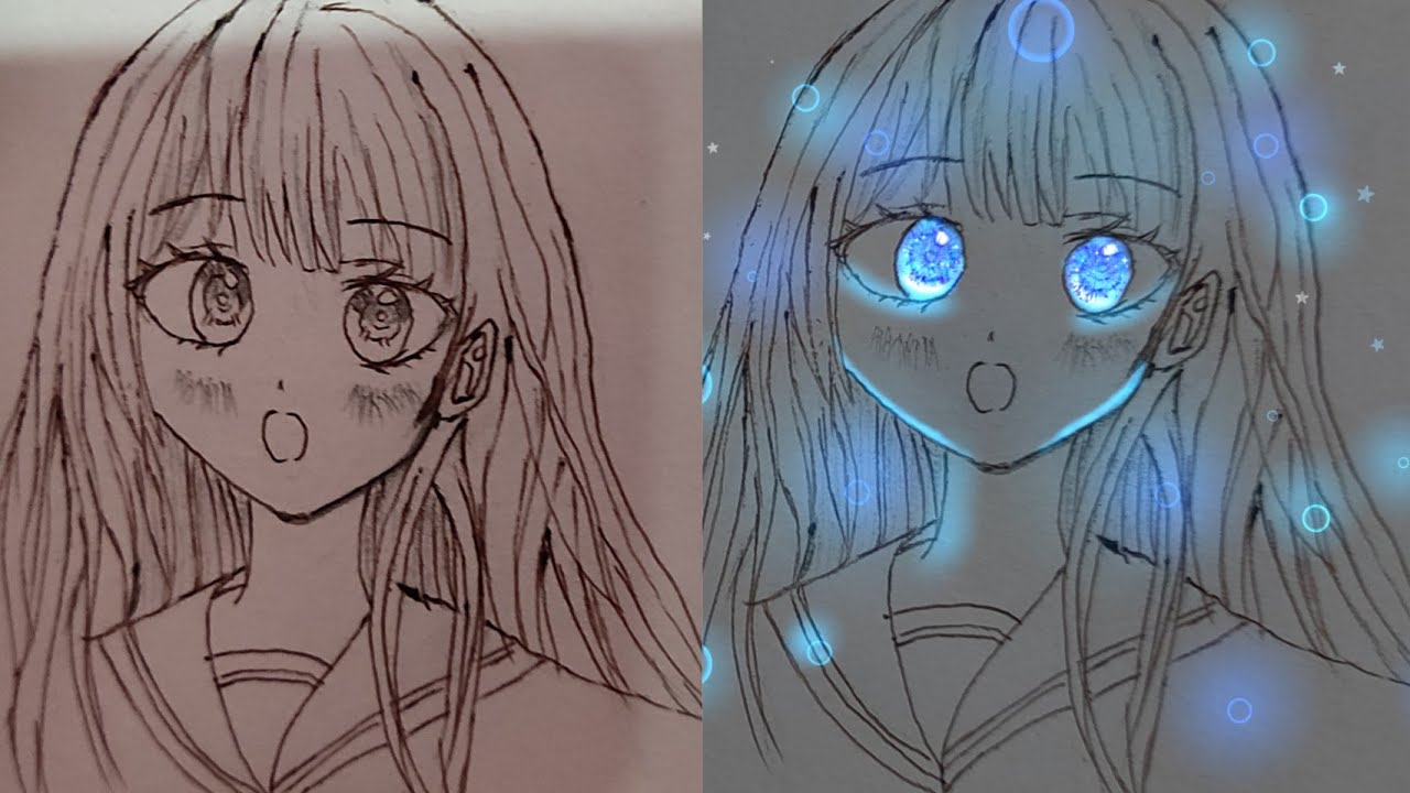 How to draw anime girl with glow art #art #drawing #illustration # ...
