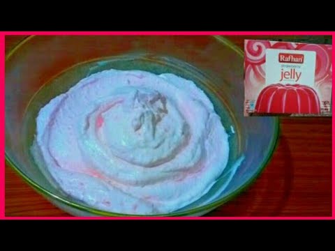 Strawberry whipped cream using Rafhan jelly without electric beater