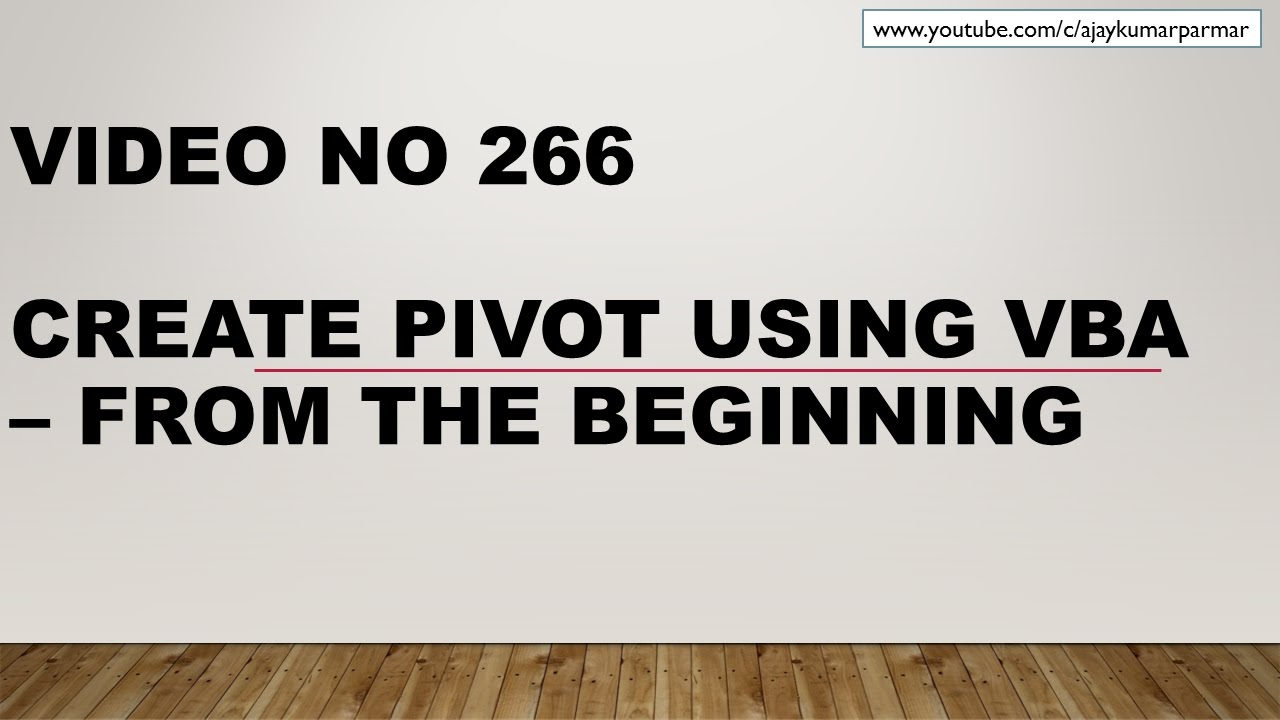 Learn Excel Video 266 Vba How To Create The Pivots Using Coding Youtube 6669
