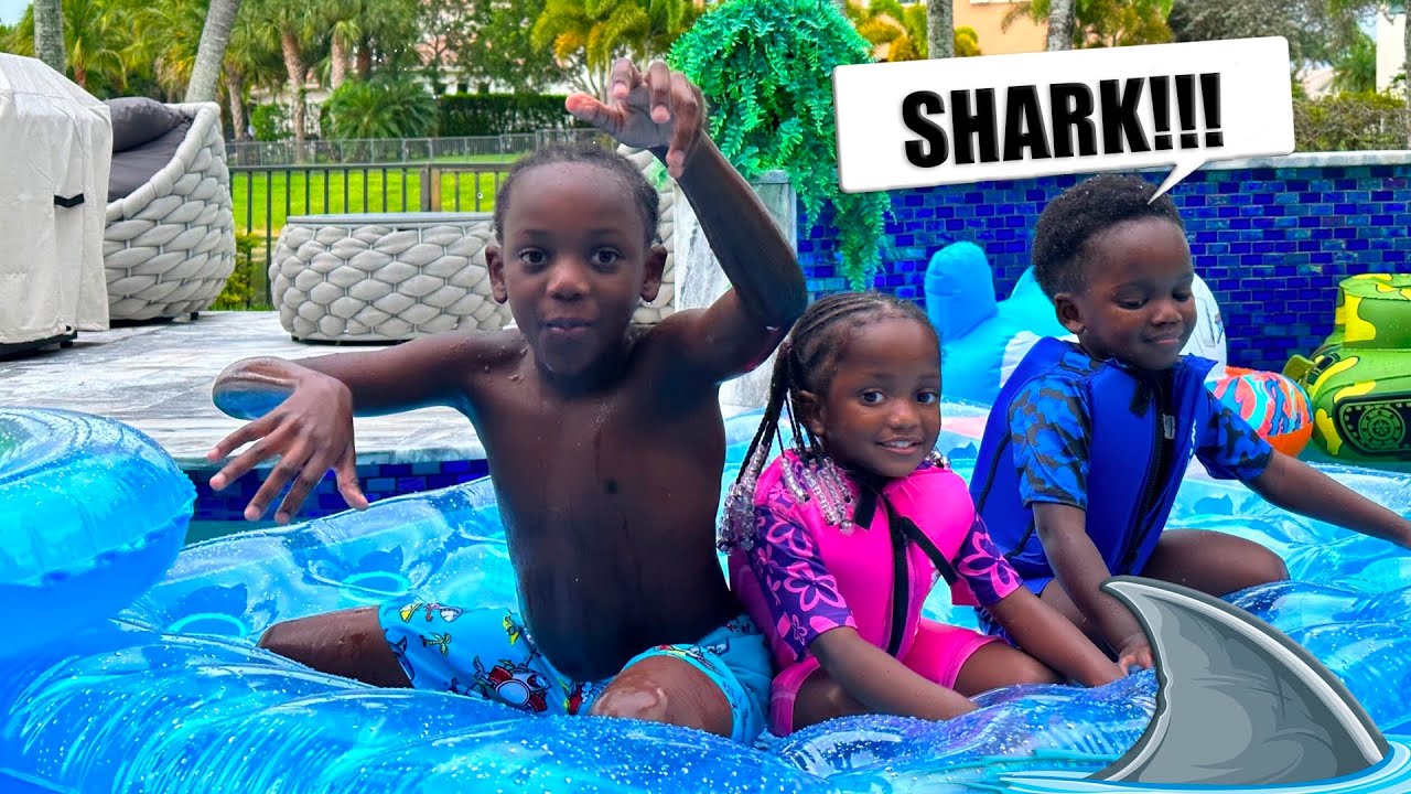 Escape The SHARK In The Pool!! - YouTube