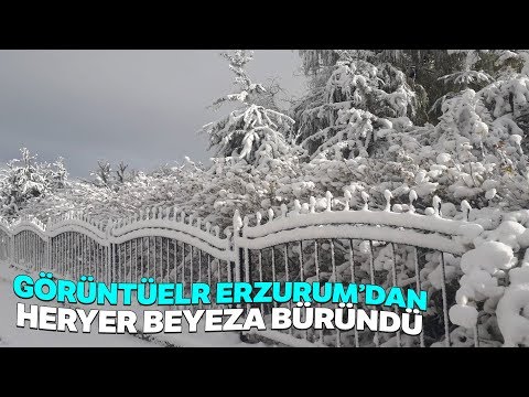 Erzurum Güne Kartpostallık Kar Manzarası ile Başladı