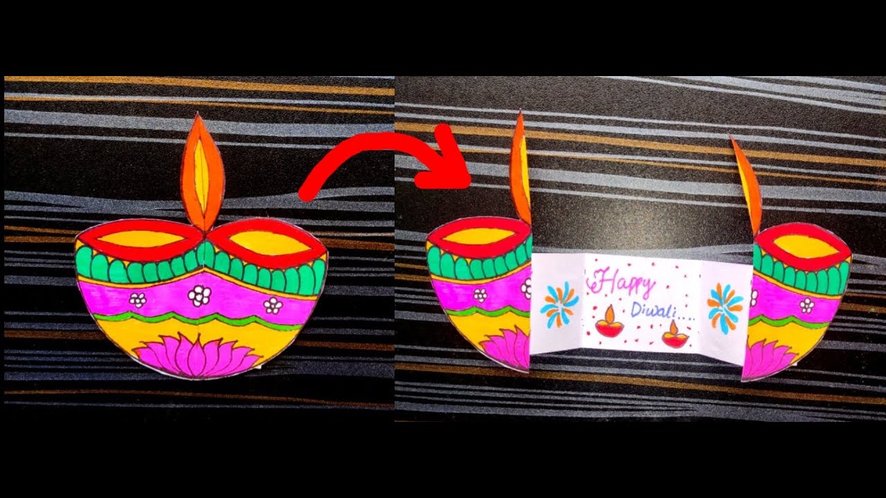 Very Easy Unique & Beautiful Diya Card from White Paper||diy Diwali ...