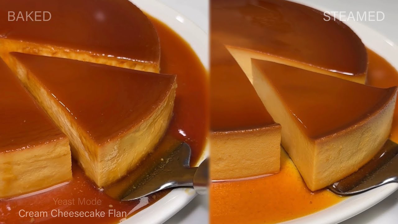 CREAM CHEESECAKE FLAN Recipe / Baked vs. Steamed Method - YouTube